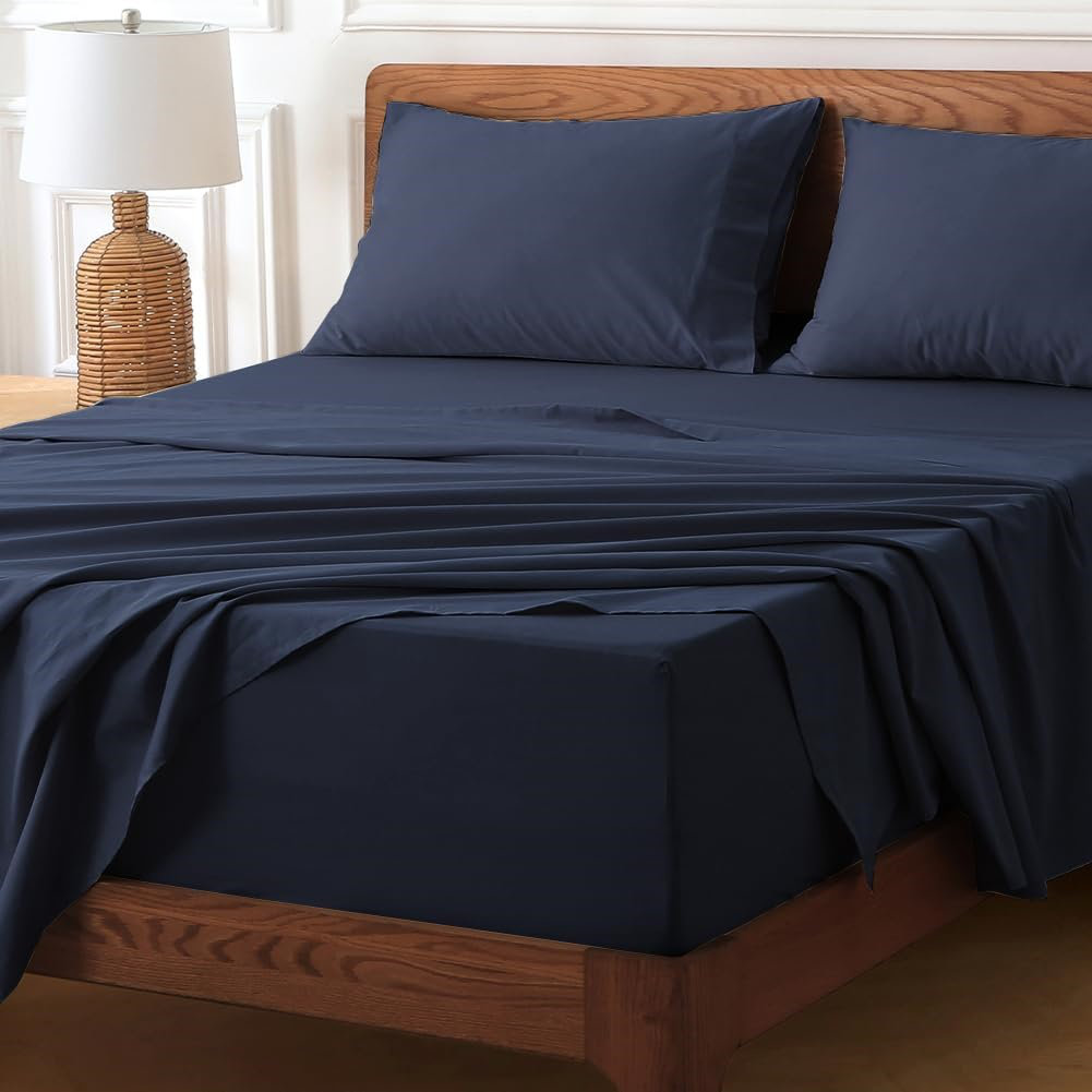 water bed outlet A Extra Deep Pocket King Sheet Sets Fits 18"-24" In Deep Mattress, Navy Blue ...